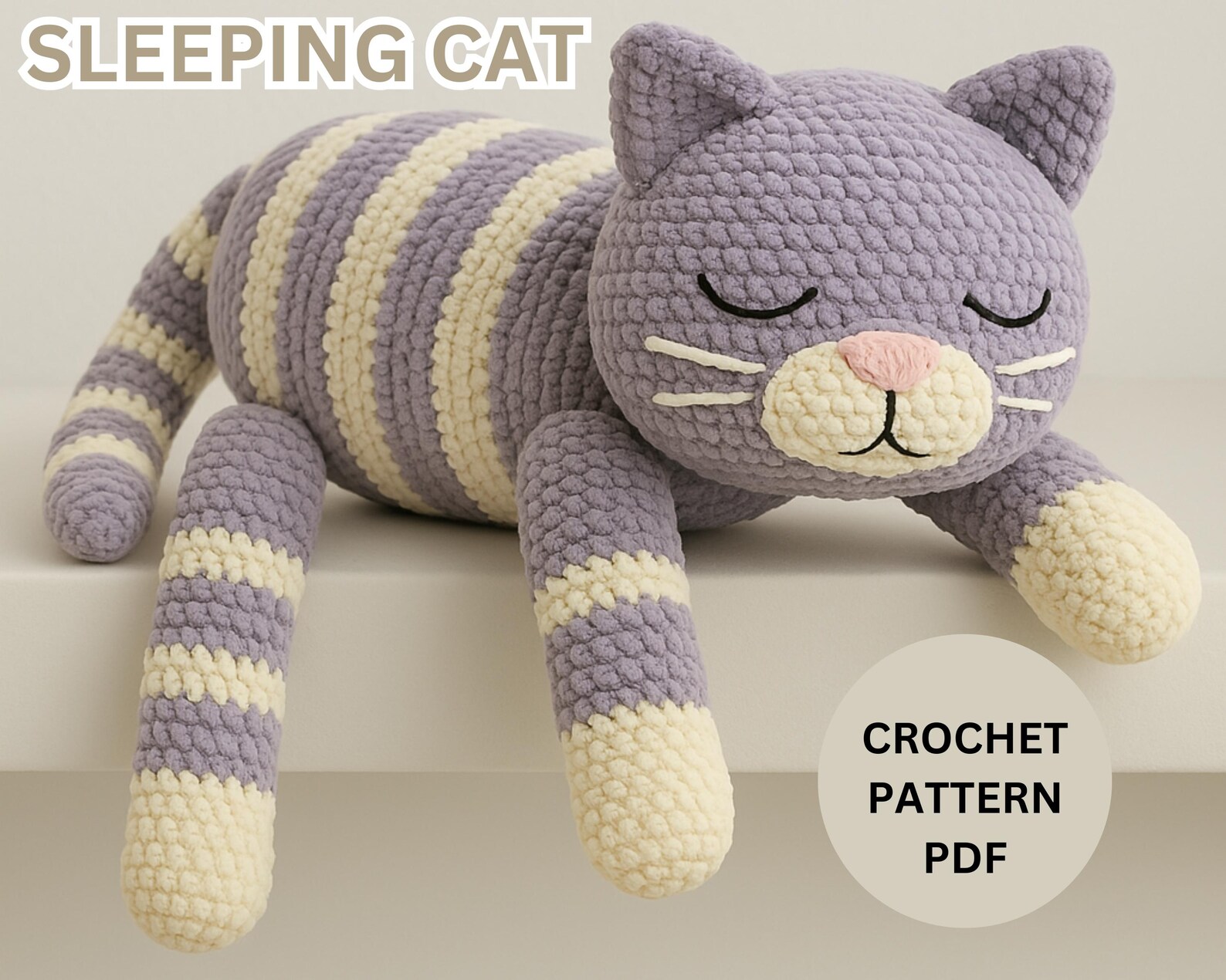 Patron de crochet pour chat endormi, chaton en peluche, modèle PDF ...