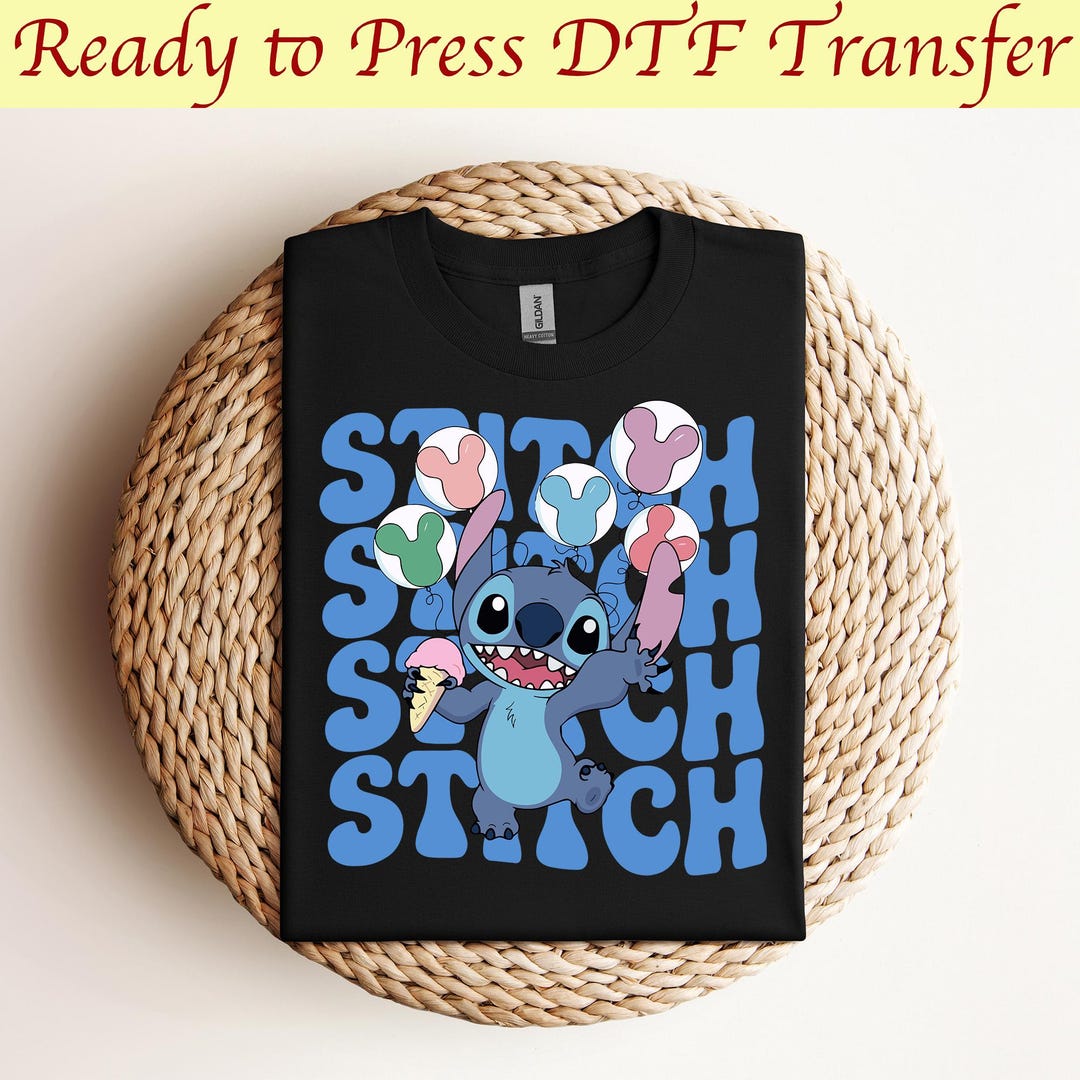 Disney Stitch Dtf, Disney Stitch Balloon Dtf, Stitch Disneyworld Dtf ...