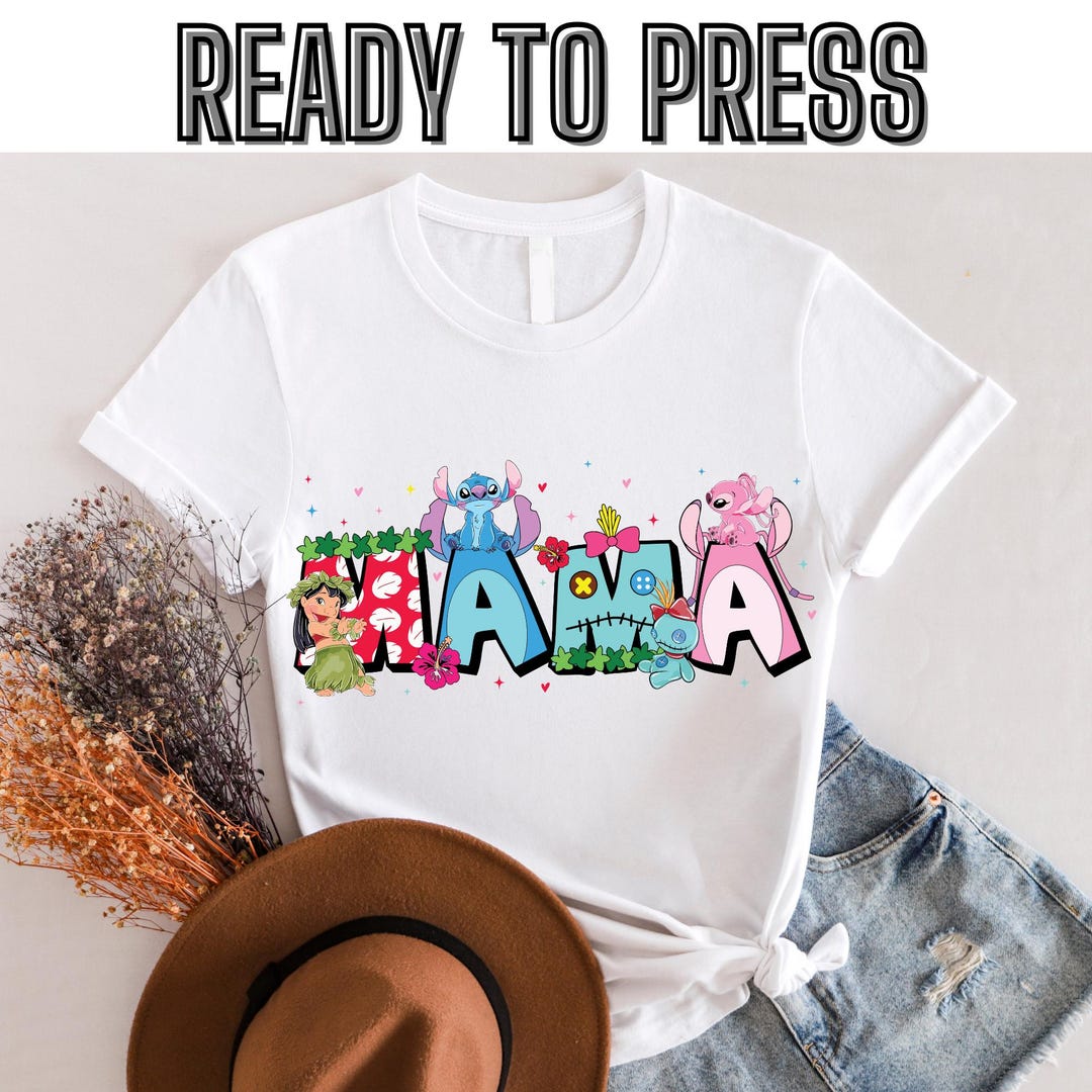 Disney Stitch and Lilo Mama DTF Transfer, Lilo and Stitch Mama Shirt ...