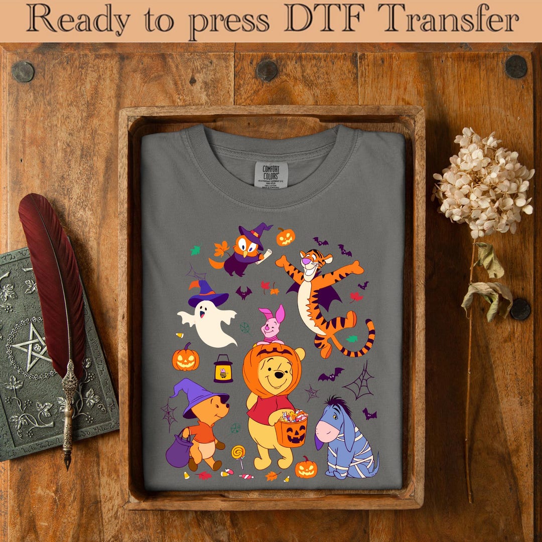 Winnie the Pooh Halloween DTF Transfer, Cute Tigger Piglet Eeyore ...