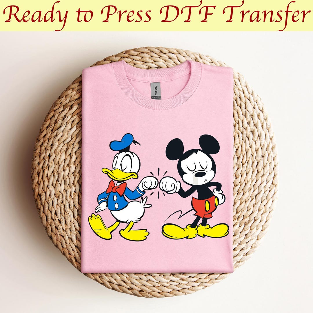 Retro Checkered Mickey Mouse and Donald Duck Fist Bump Dtf, Disney Best ...