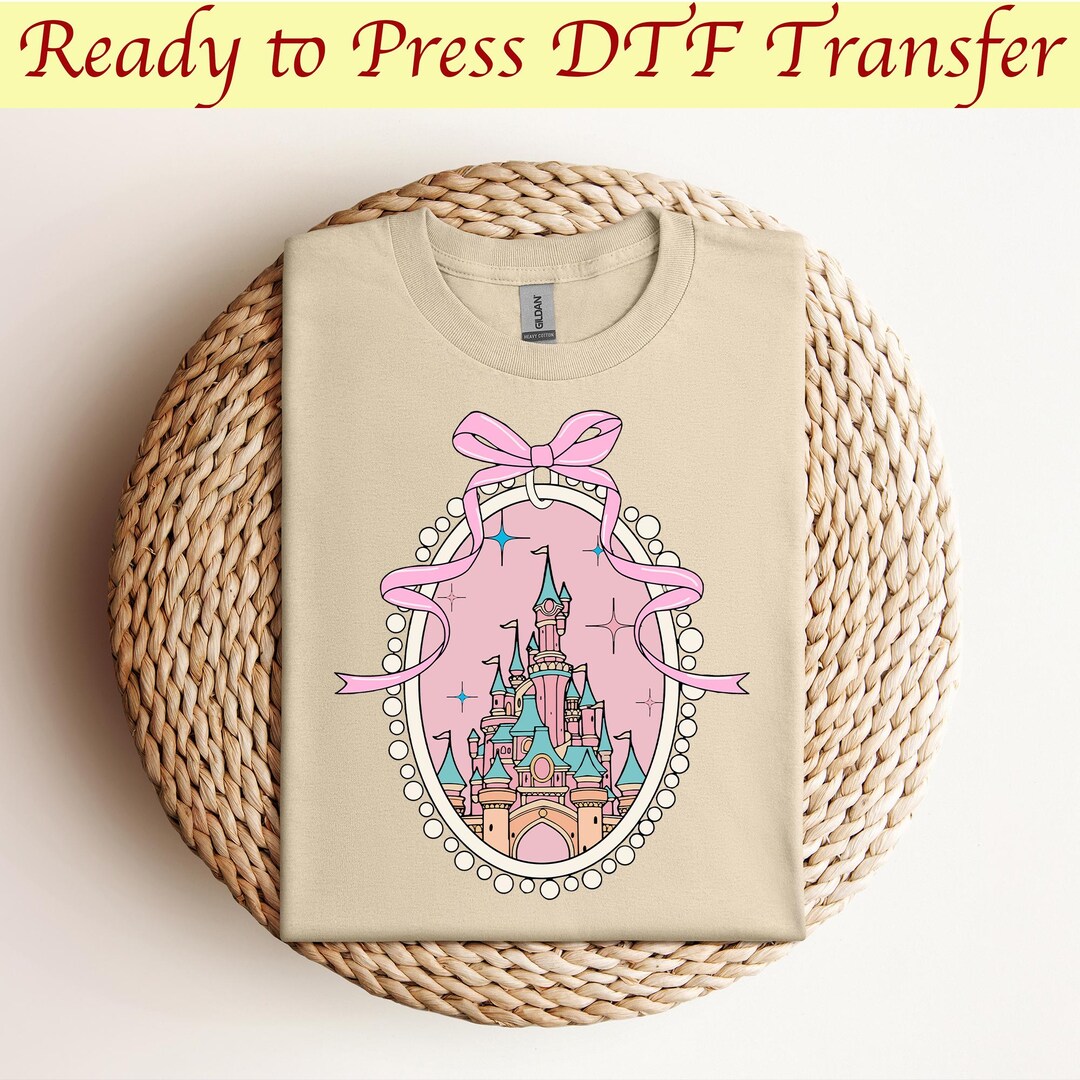 Disney Coquette Bow With Pink Castle DTF, Disney Coquette Transfer ...