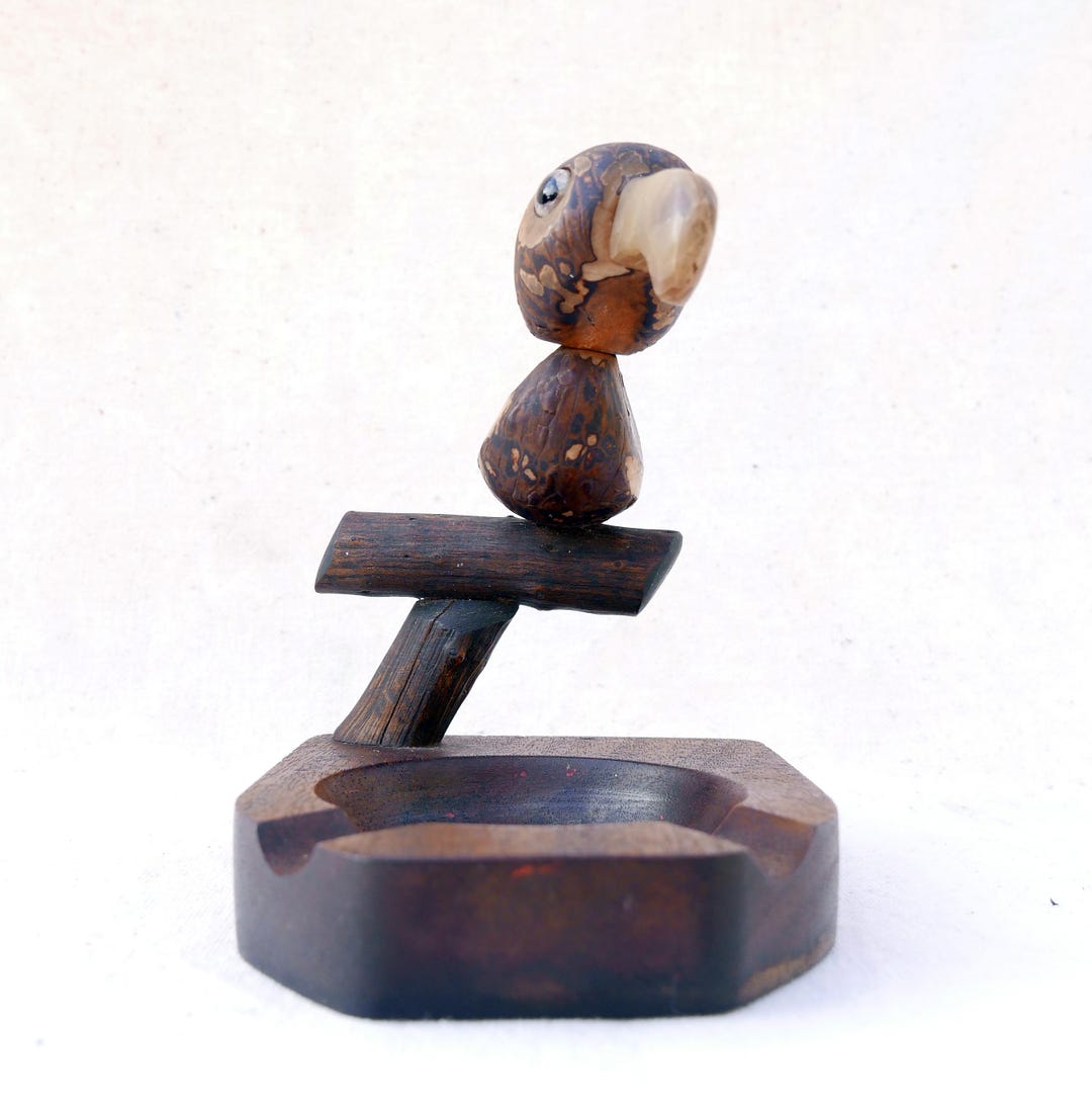 Vintage 1930’s Art Deco Carved Nut Bird Ashtray - Etsy