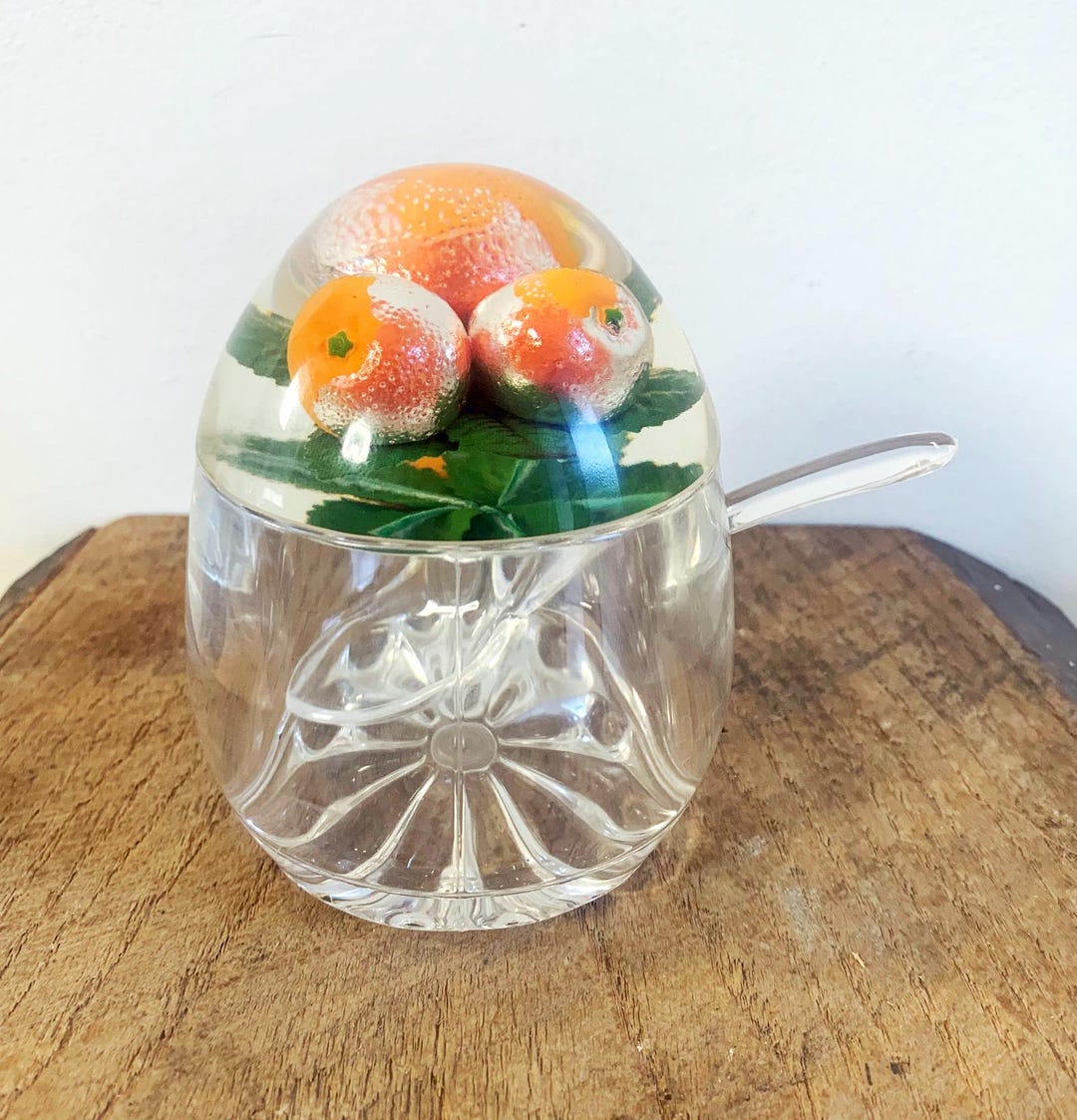 Retro Lucite, 3 Tangerines Preserve Lidded Pot - Etsy