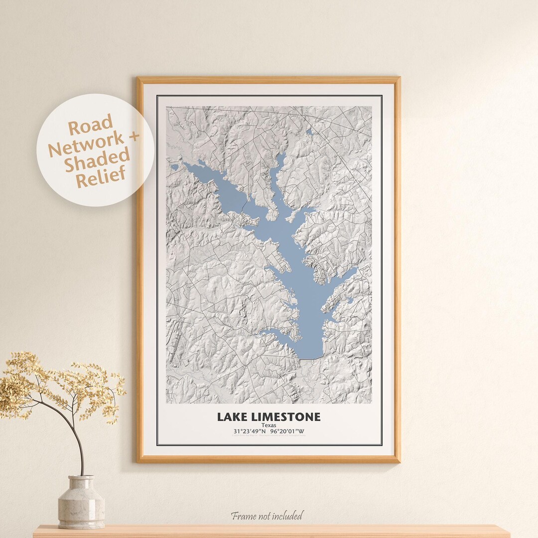 Lake Limestone Texas | 2D Shaded-relief Map | Lake Limestone Poster ...