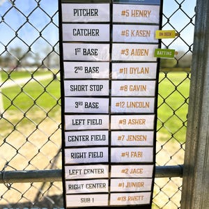 Custom Baseball/softball/t-ball Batting Lineup & Fielding Positions ...