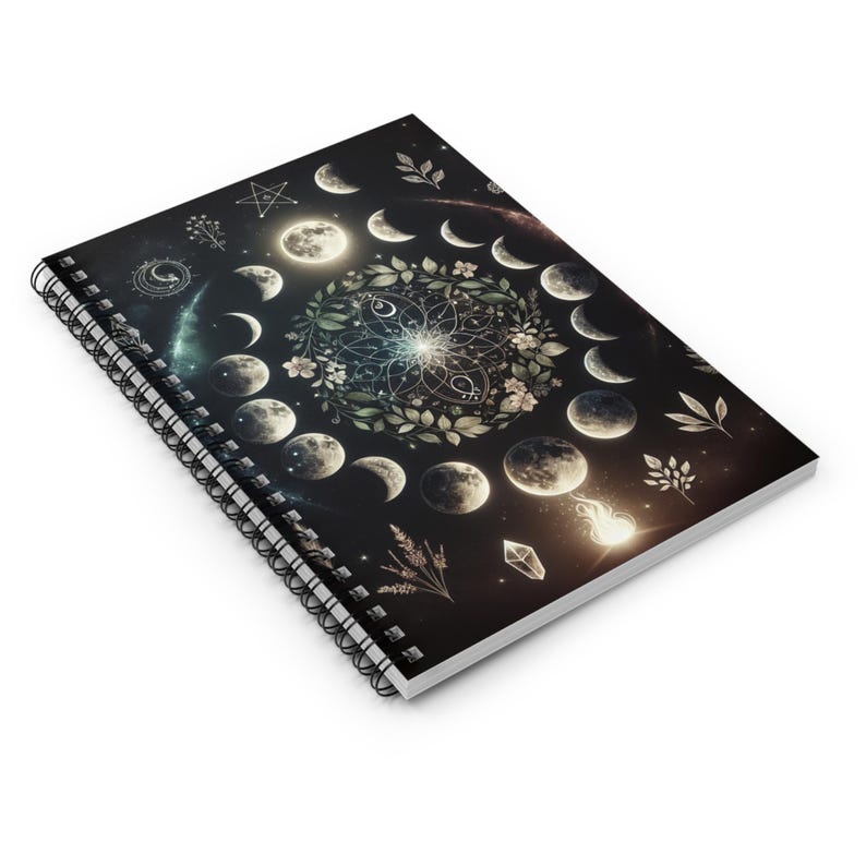 Celestial Moon Phases Elements Spiral Notebook Ruled Line - Etsy