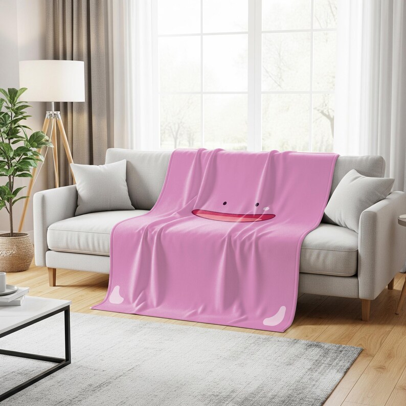 Pink Ditto Plush Blanket: Sherpa or Minky Throw for Gamers, Anime ...