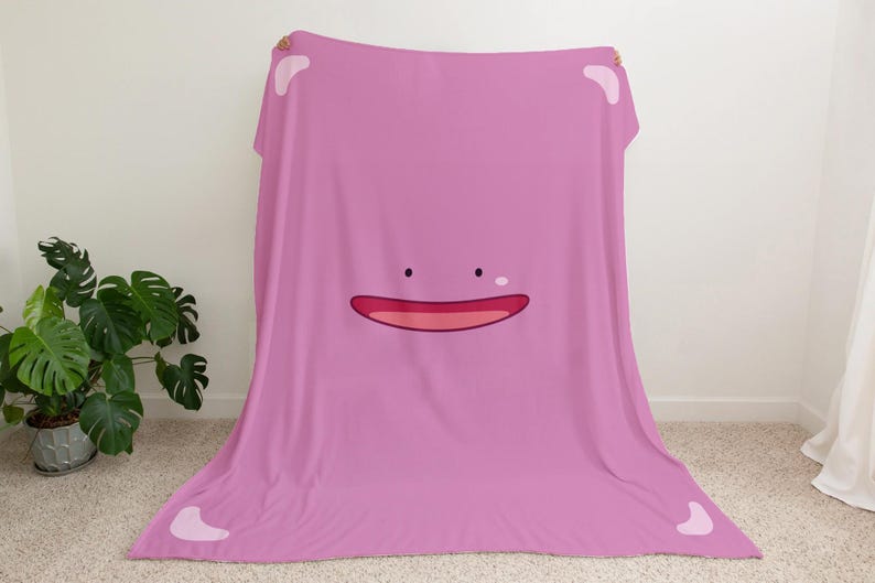 Pink Ditto Plush Blanket: Sherpa or Minky Throw for Gamers, Anime ...