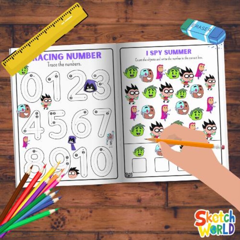 Teen Titans Printable Activity Pack – Tracing, Mazes, Abcs, Numbers ...