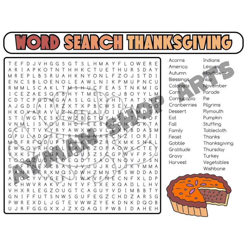 Printable Thanksgiving Word Search and Coloring for Kids - Etsy