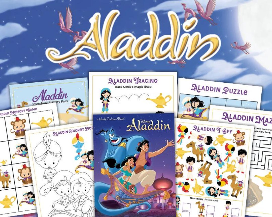 Aladdin Activity Pack for Kids, Printable Aladdin Party Games, Aladdin ...