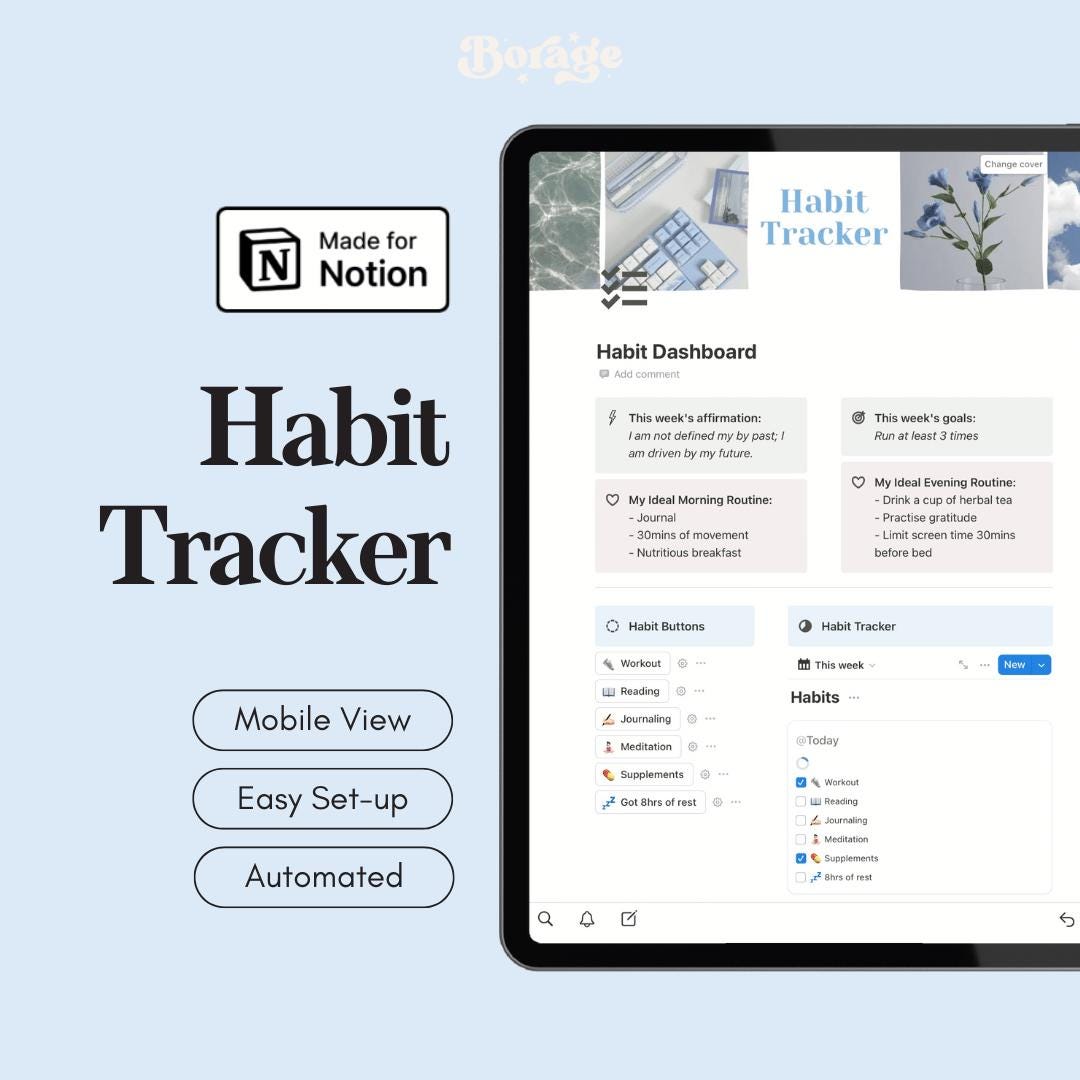 Habit Tracker Notion Template | Weekly Monthly Habits | Digital Goals ...