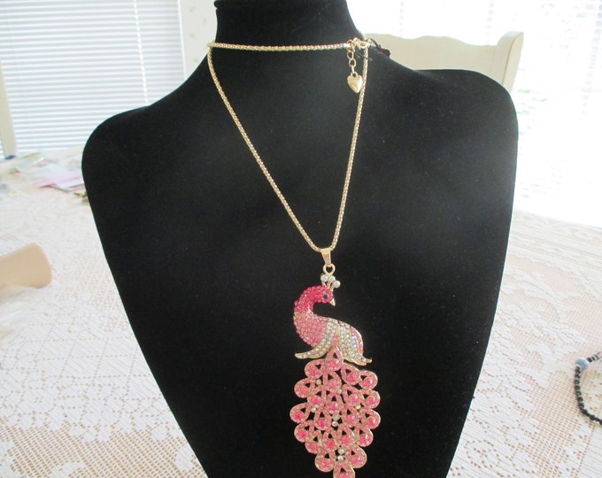 Vintage Costume Jewelry / JB Peacock Necklace Long Chain With Multi ...