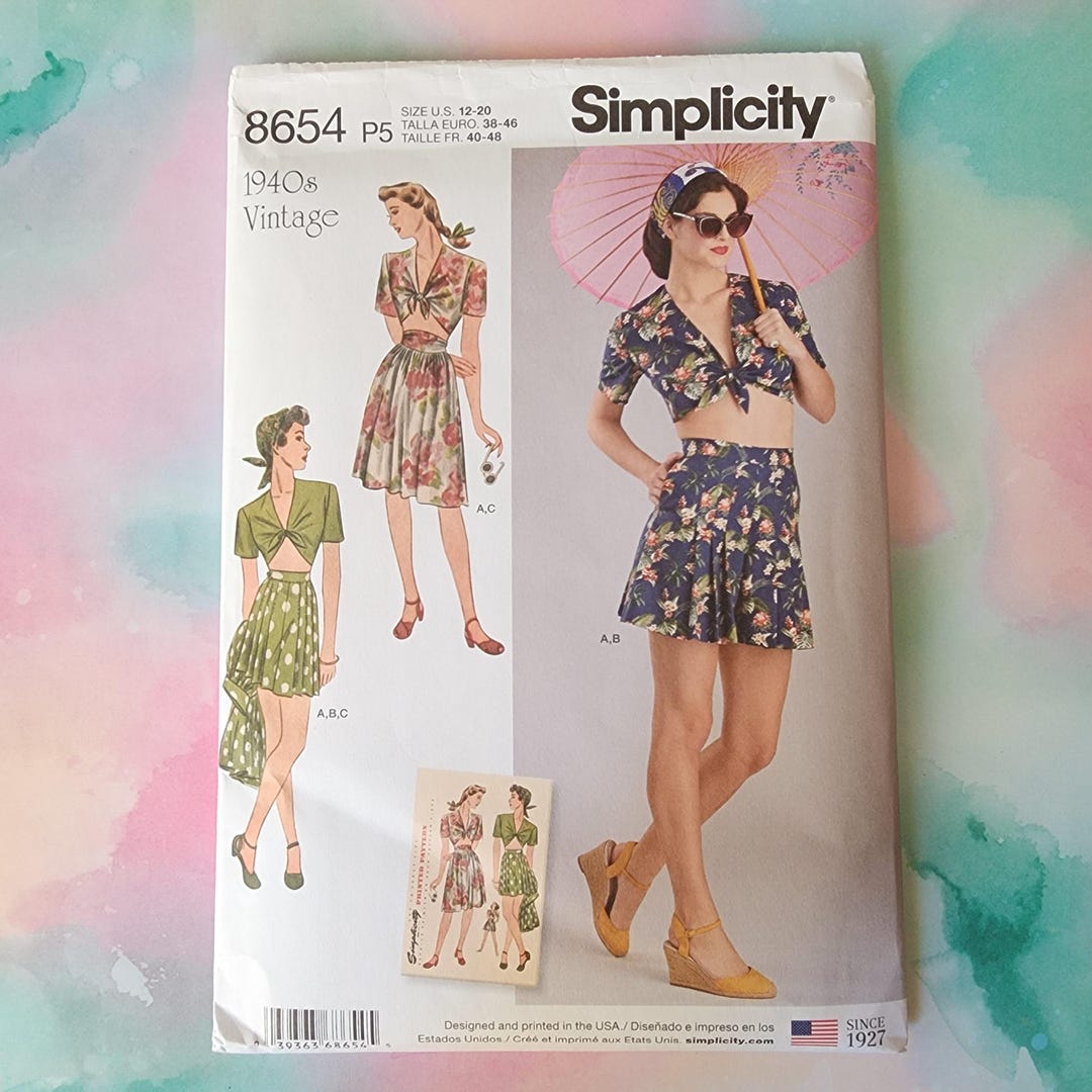 Simplicity 8654 Sewing Pattern 1940s Style Summer Outfit - Etsy