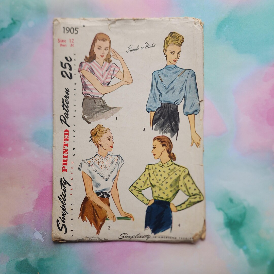 Simplicity 1905 Misses' Blouse Sewing Pattern Size 12 - Etsy