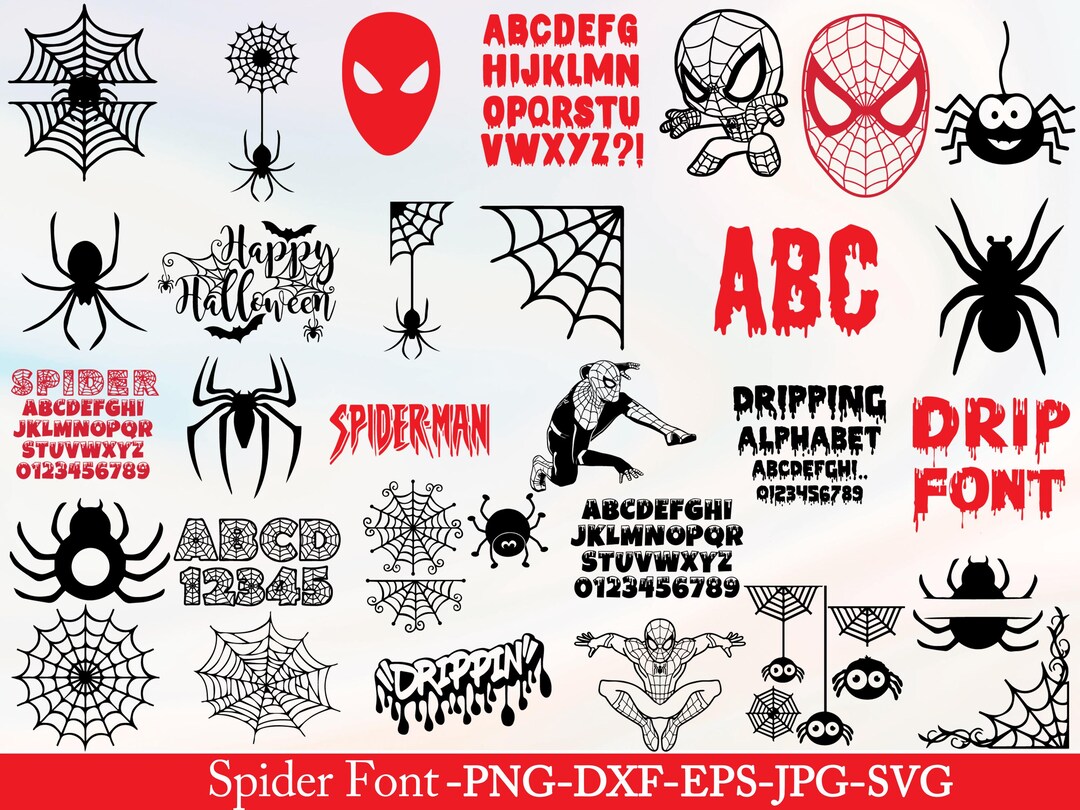 Spider Alphabet SVG Bundle: Halloween Font, Spider Web Letters (digital ...