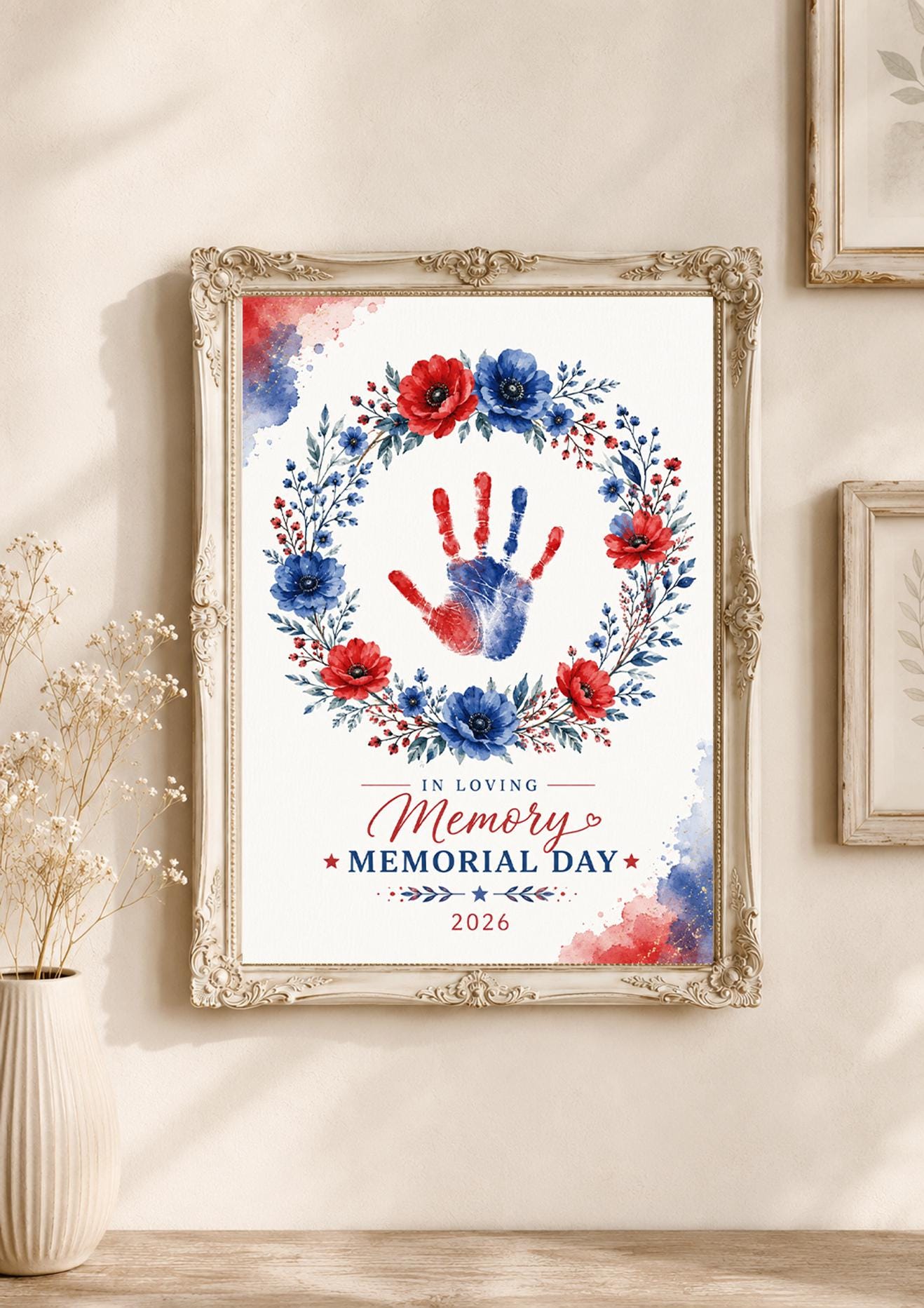 Happy Memorial Day Handprint Printable, Patriotic Kids Craft, USA Flag ...