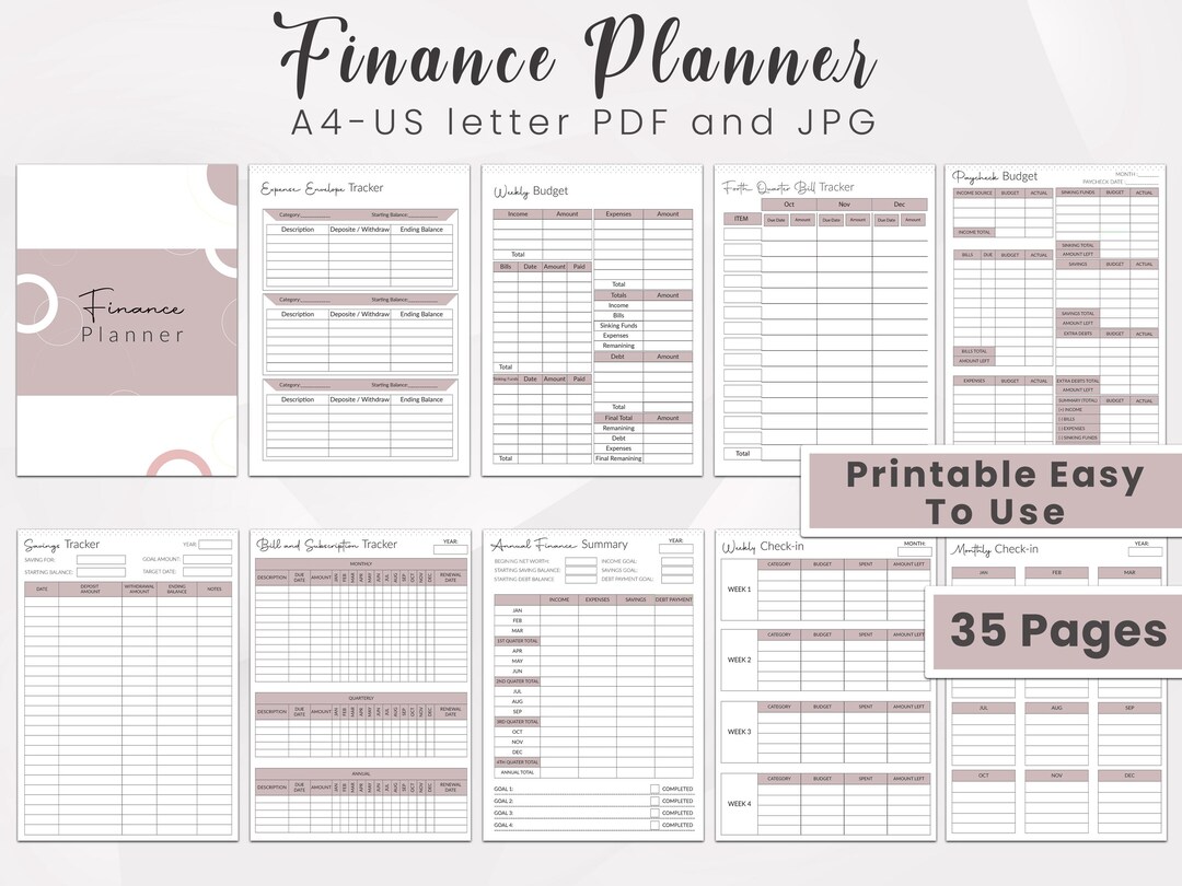 Finance Planner Printable, Budget Tracker, Financial Organizer ...