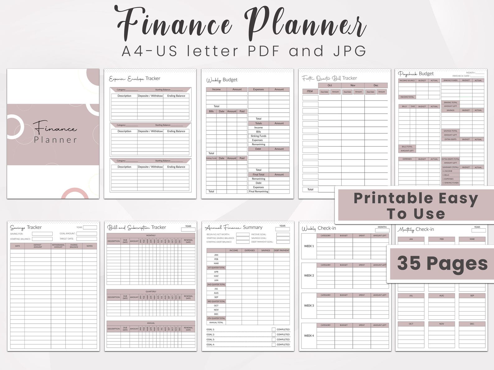 Finance Planner Printable, Budget Tracker, Financial Organizer ...