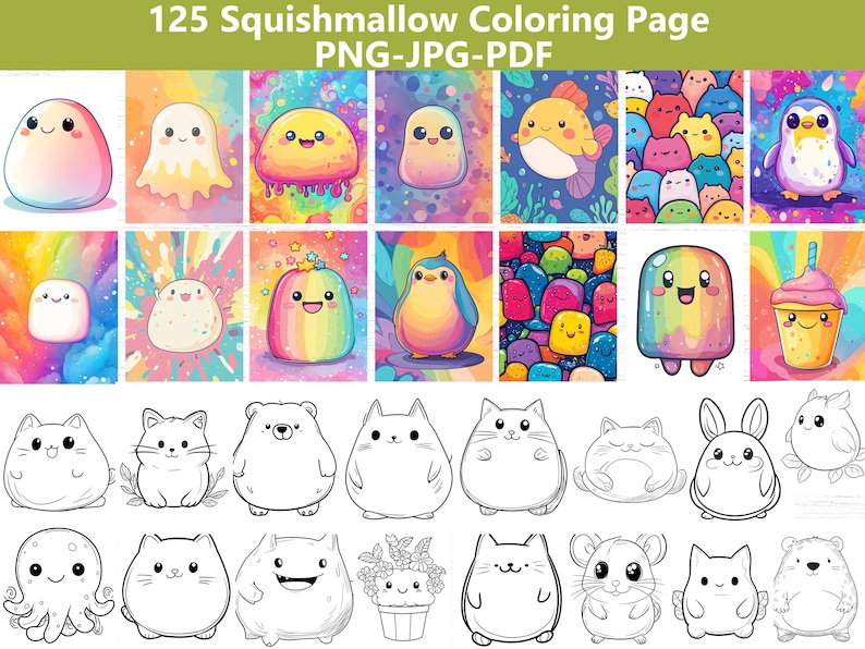 125 Squishmallow Coloring Page, Squishmallow Animals and Food Coloring ...