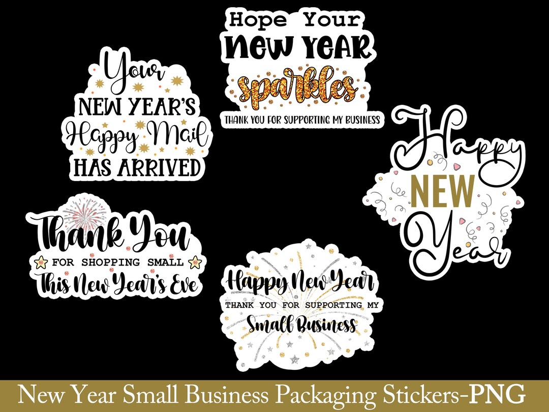 New Year Small Business Stickers: NYE Graphics (PNG Digital Download ...