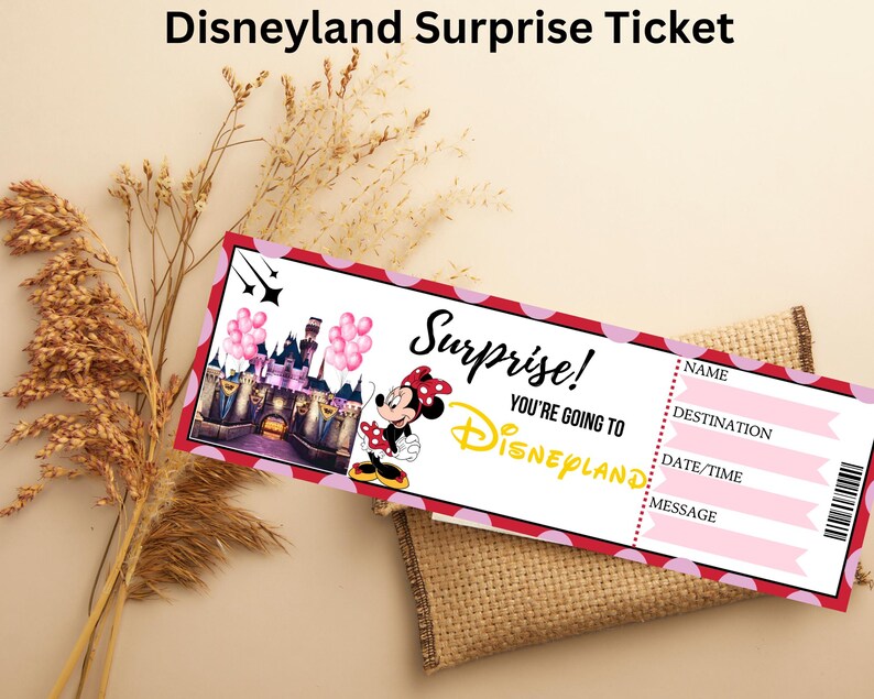 Editable Disneyland Ticket, Disneyland Ticket, Surprise Vacation Ticket ...