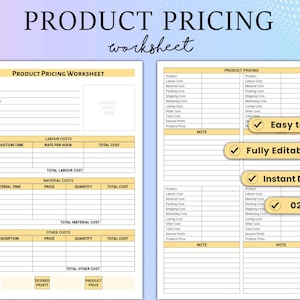 Product Pricing Worksheet, Simple Product Pricing Printable, Product ...