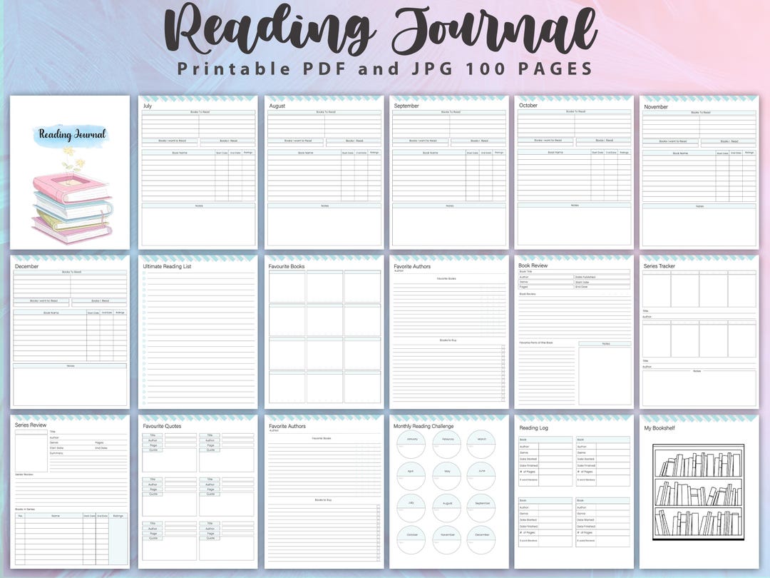 Printable Reading Journal Template: Book Tracker, Review Log (PDF) - Etsy