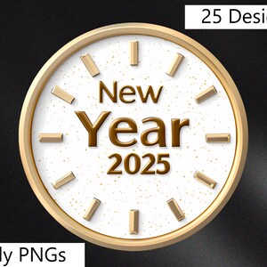 Happy New Year 2025 Clipart: PNG Image (digital Download) - Etsy