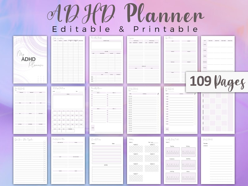 Adhd Planner Adult Printable Adhd Planner, Adhd Planner Adult for Work ...