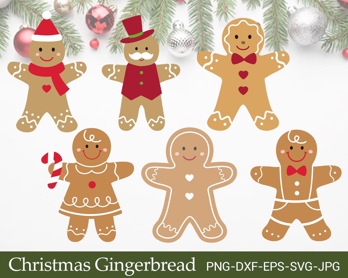 Christmas Gingerbread Man Clipart: Holiday SVG Bundle (digital Download ...