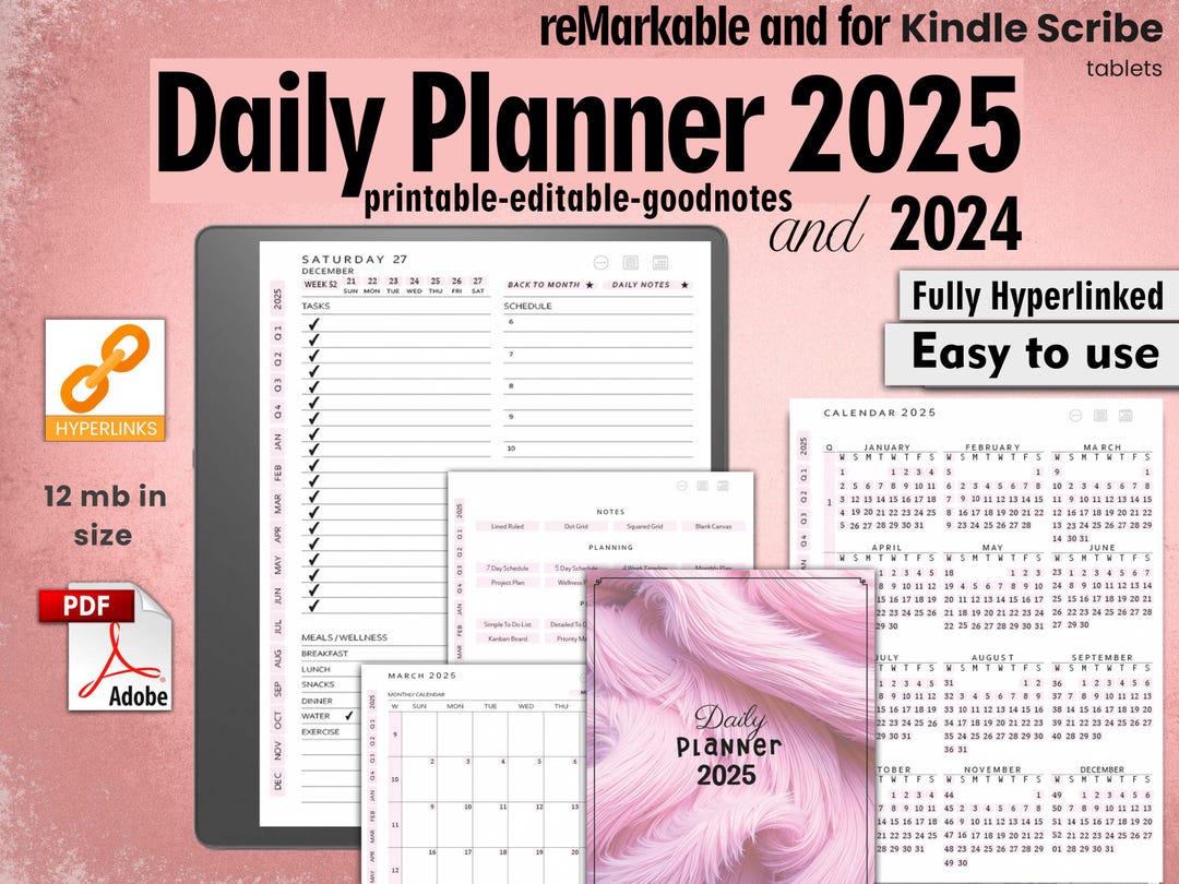 Kindle Scribe Daily Planner Bundle, Kindle Scribe Template, Kindle ...