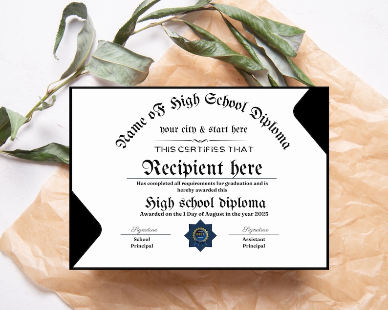 Editable High School Diploma Template: Printable Homeschool Certificate ...
