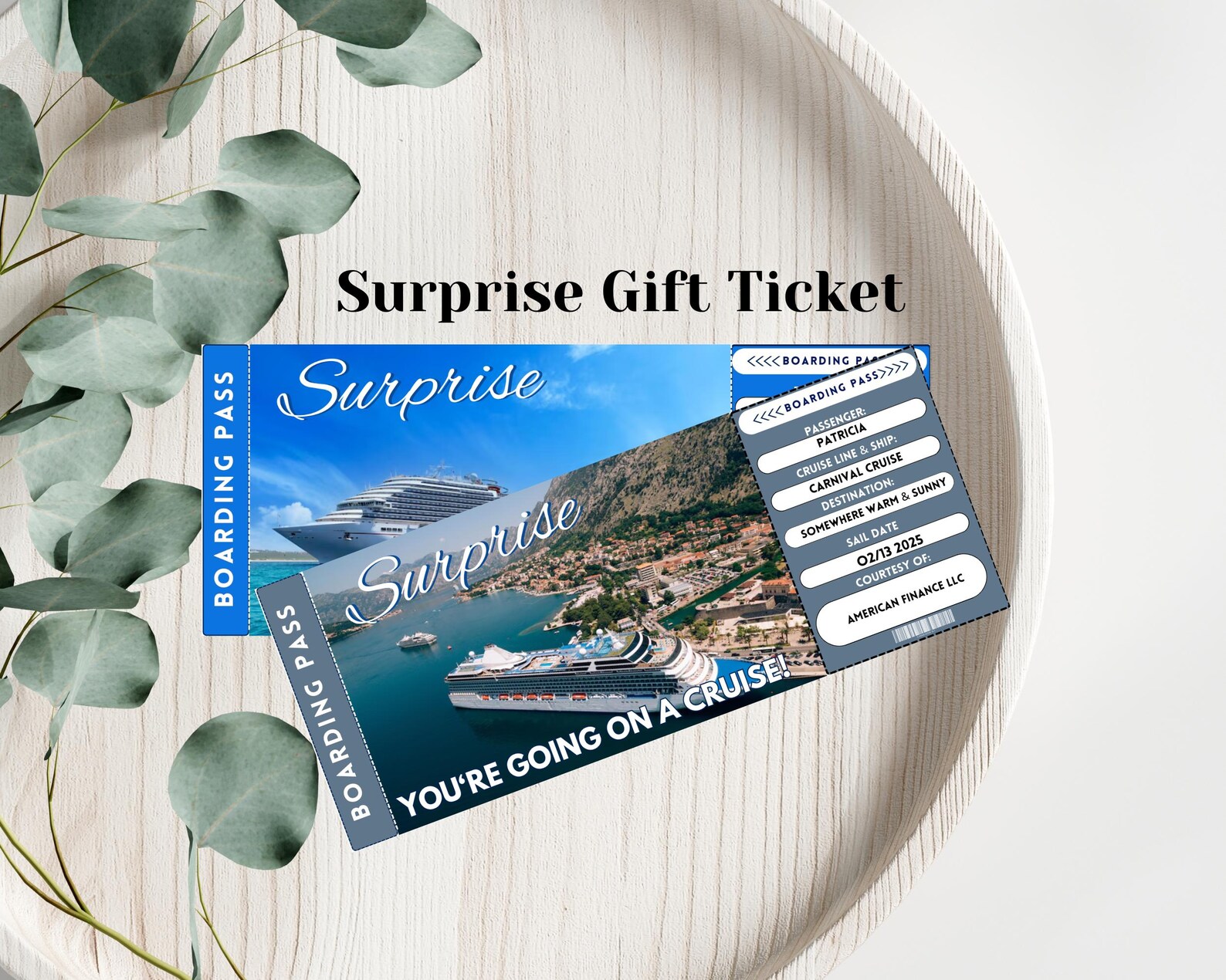 Editable Cruise Ticket Template, Surprise Trip Reveal (canva, Instant ...