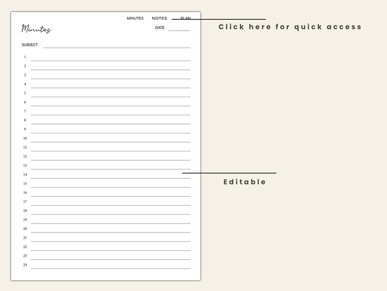 Meeting Notes Template Printable, Business Notes Template, Meeting ...