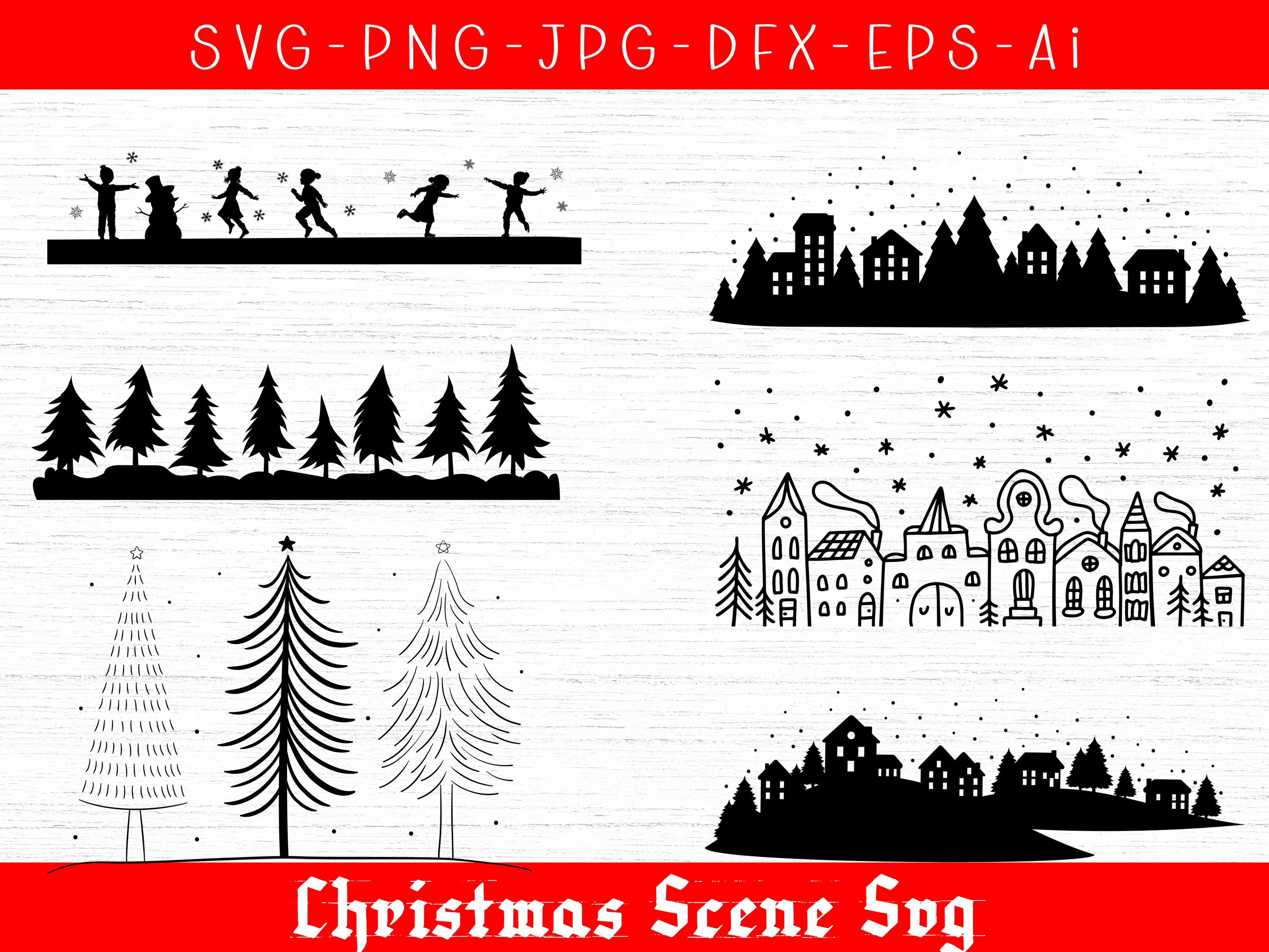 Winter Christmas Scene SVG, Winter Scene SVG, Magical Christmas Scene ...