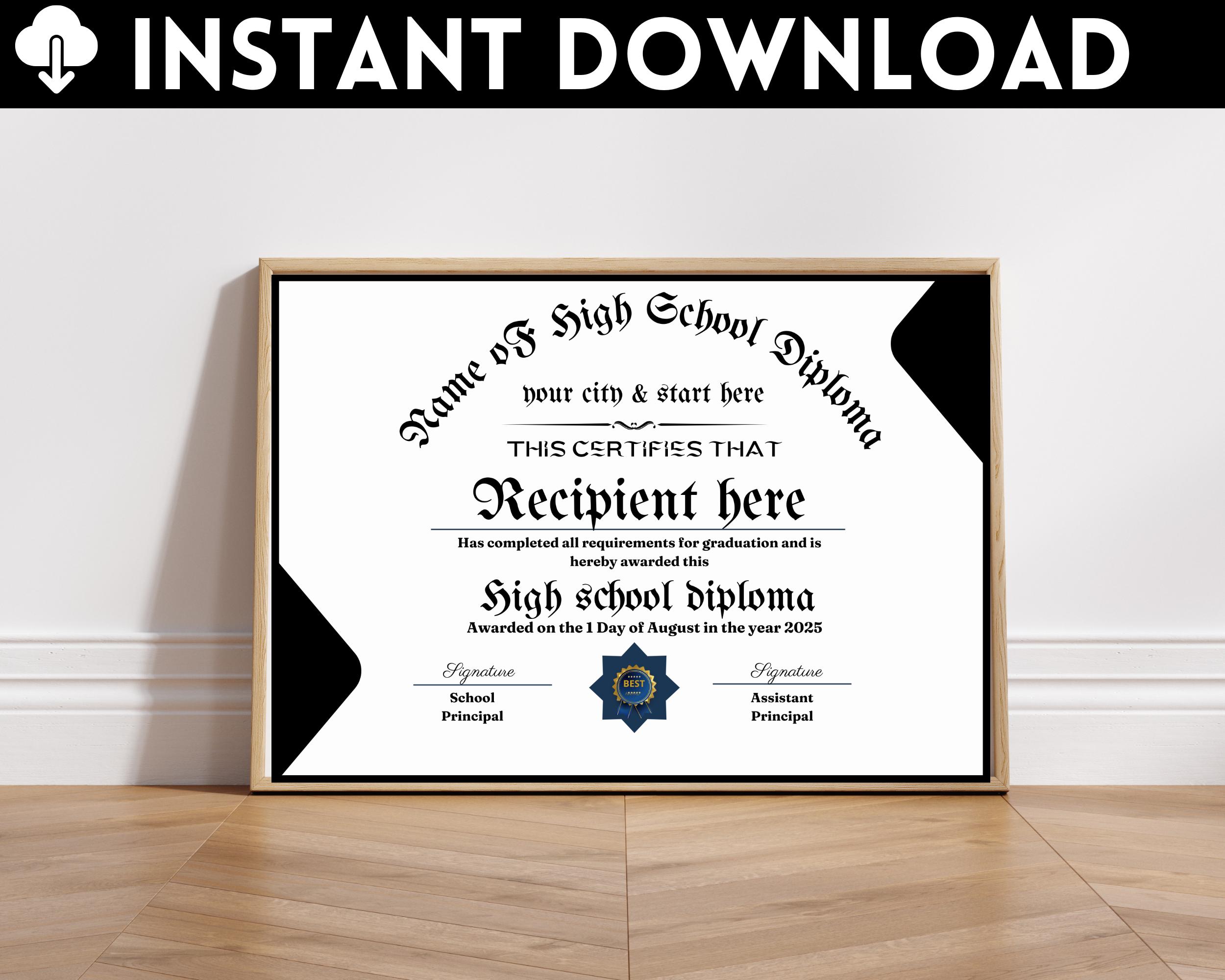 Editable High School Diploma Template: Printable Homeschool Certificate ...