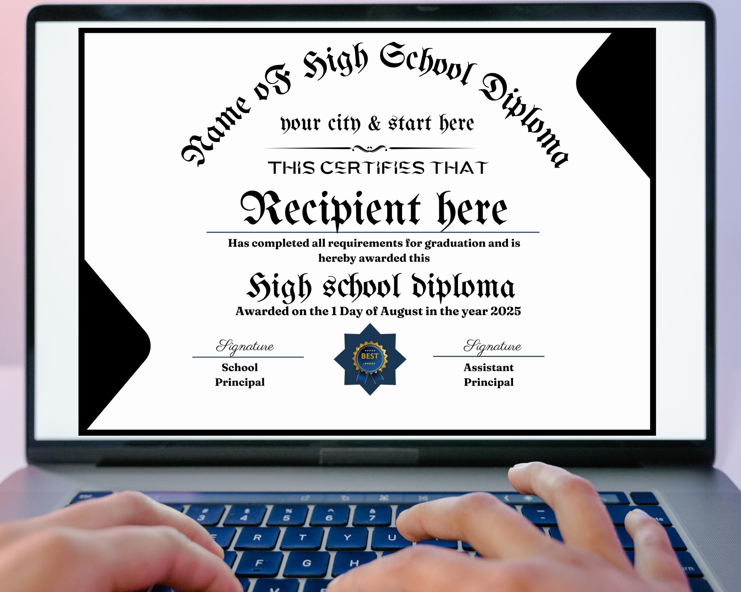 Editable High School Diploma Template: Printable Homeschool Certificate ...