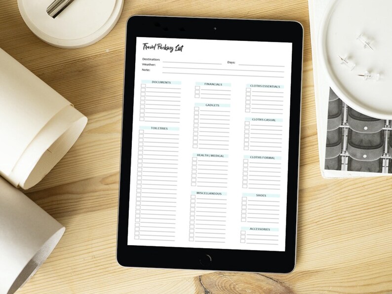 Travel Packing List Template, Travel Packing List Holiday, Travel ...
