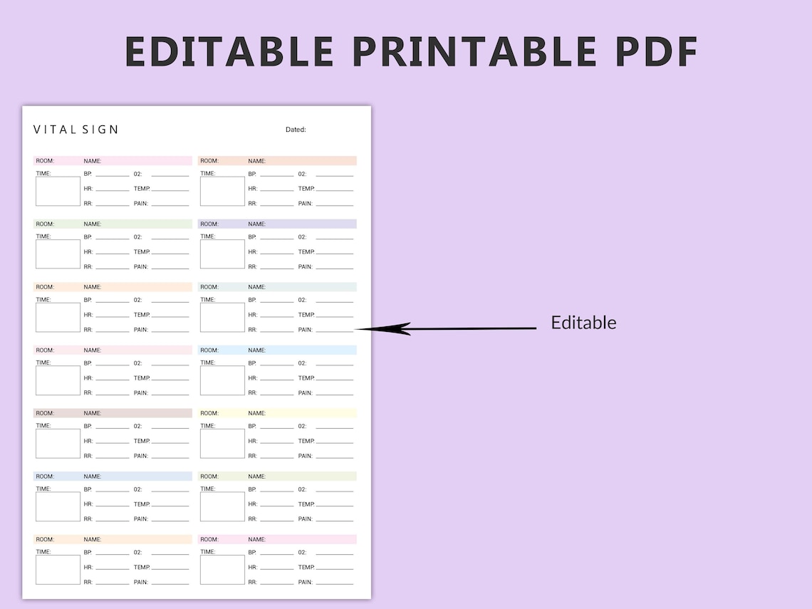 Comprehensive Vital Signs Tracker: Printable Chart (A4 PDF) - Etsy