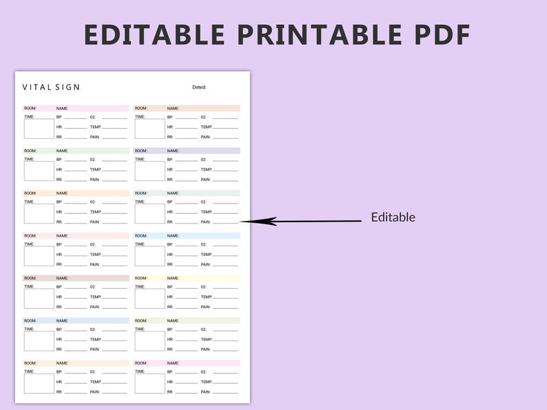 Comprehensive Vital Signs Tracker: Printable Chart (A4 PDF) - Etsy
