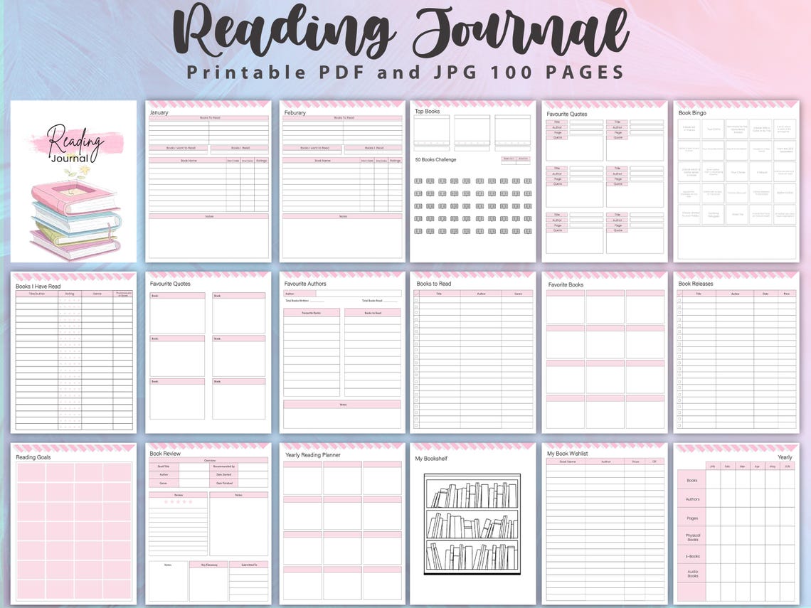 Printable Reading Journal Template: Book Tracker, Reading Log (PDF) - Etsy