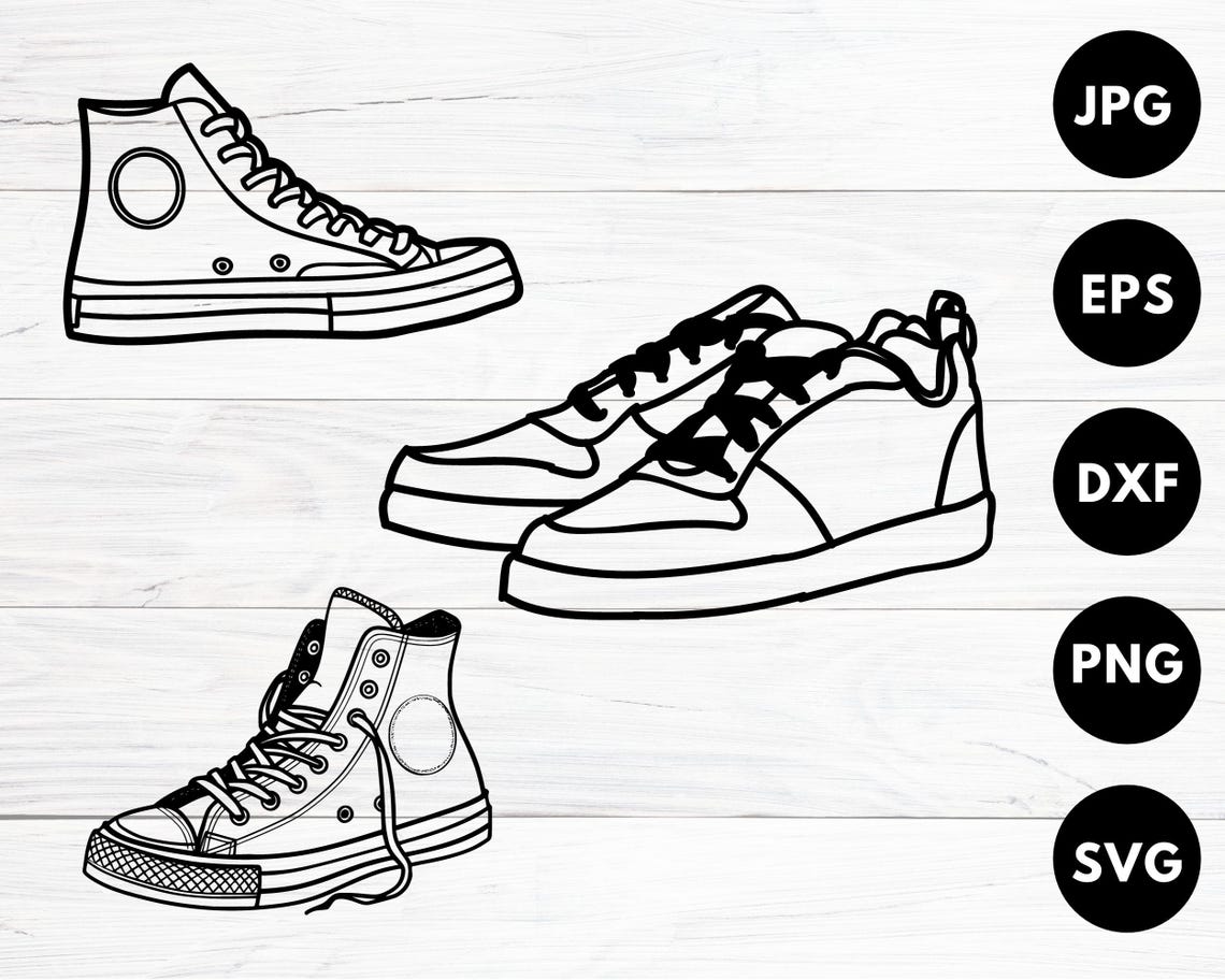 Sneaker SVG Bundle: Running & Basketball Shoe Clipart (digital Files ...