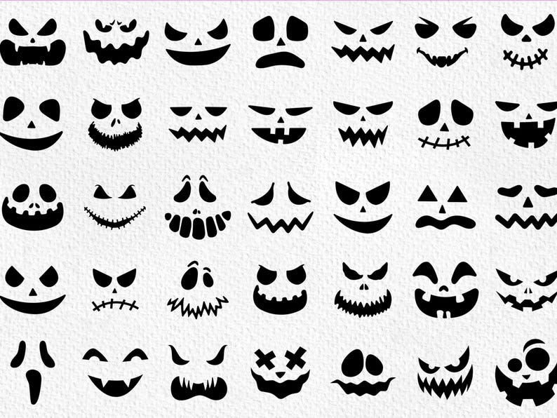 Halloween Monster Faces SVG Bundle: Pumpkin Carving Stencils (digital ...