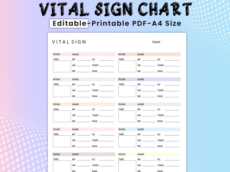 Comprehensive Vital Signs Tracker: Printable Chart (A4 PDF) - Etsy