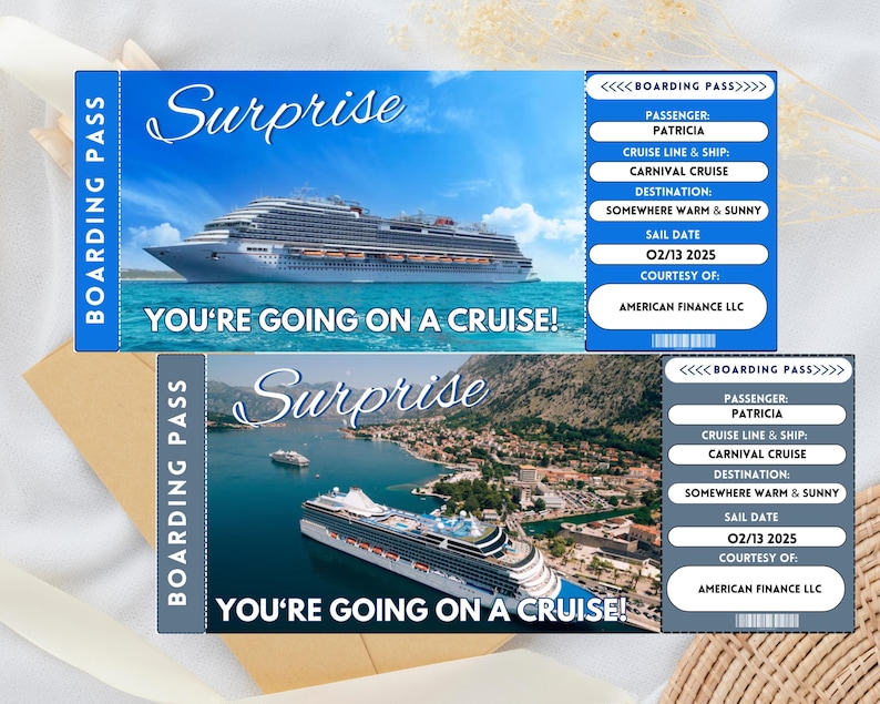 Editable Cruise Ticket Template, Surprise Trip Reveal (canva, Instant ...