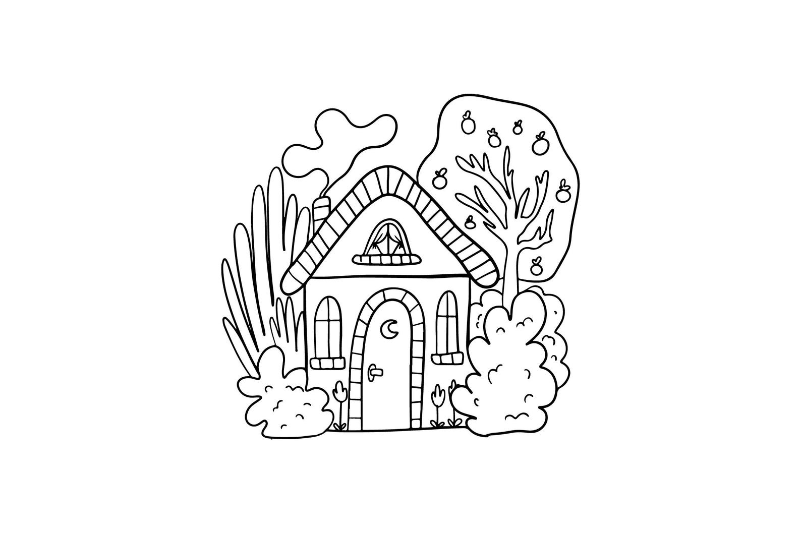 Home Clipart, Black and White Home Sketches, House Doodles Clipart,cute ...