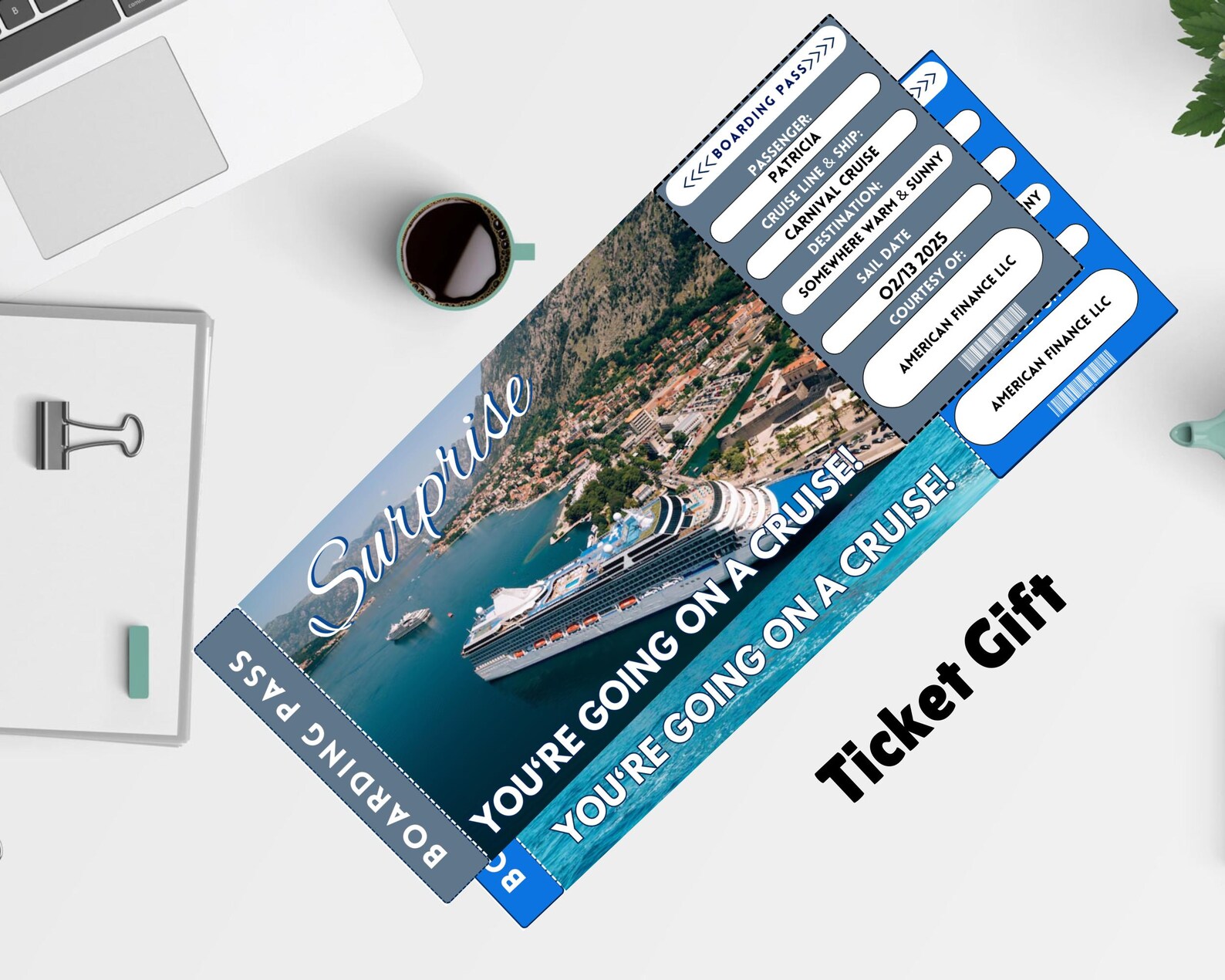 Editable Cruise Ticket Template, Surprise Trip Reveal (canva, Instant ...