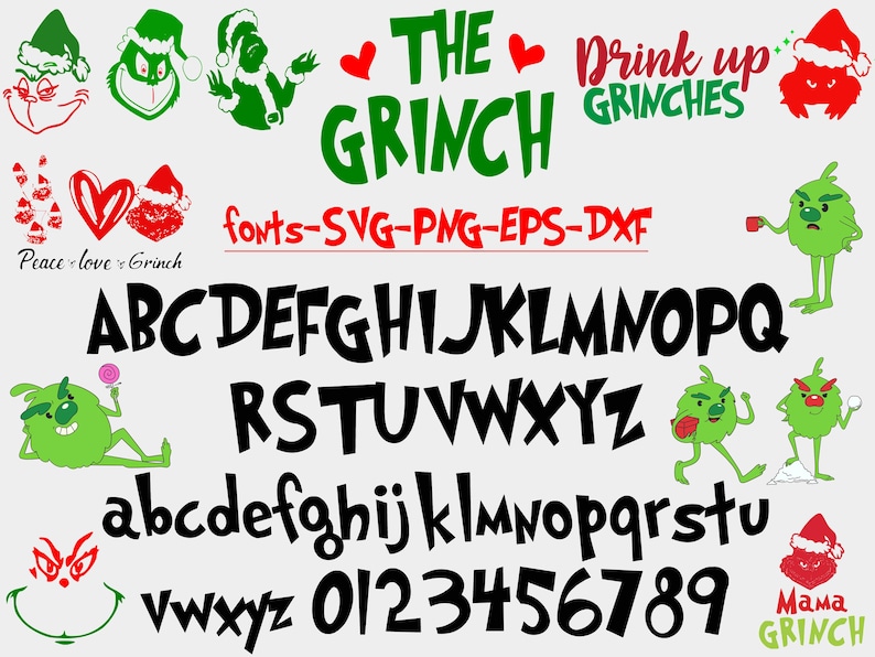 Grinch Font: Christmas Alphabet SVG PNG Bundle - Etsy